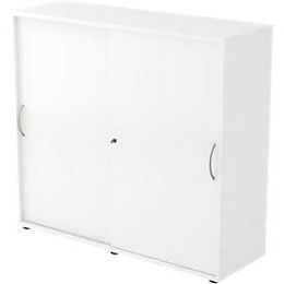 Schiebetürenschrank TARA, 3 Ordnerhöhen, B 1200 x T 400 x H 1180 mm, abschließ- & stapelbar, weiß