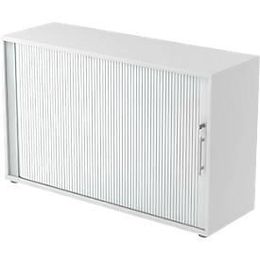 Querrollladenschrank ULM, 2 OH, Rollläden alusilber, B 1200 x T 400 x H 748 mm, lichtgrau