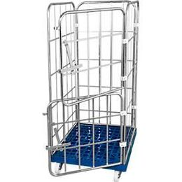 Kunststoffrollplatte mit 2 Seitengittern, enzianblau RAL5010