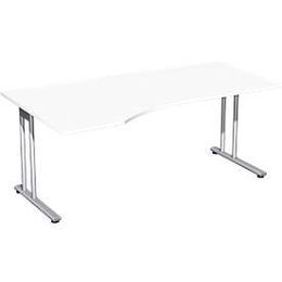 Schreibtisch mit Ansatz PALENQUE, C-fuß, Freiform, links, B 1800 x T 1000/800 x H 720 mm, weiß