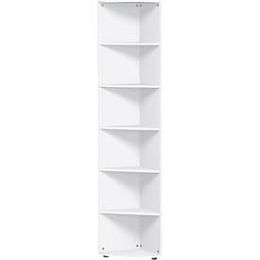 Eckabschlussregal PALENQUE, 6 OH, B 400 x T 400 x H 2160 mm, weiß