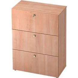 Hängeregistraturschrank TOPAS LINE, 3 Ordnerhöhen, mit Vollauszug, Nußbaum-Dekor/Nußbaum-Dekor