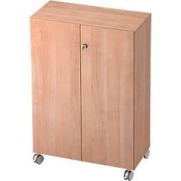 Rollenschrank TOPAS LINE, 3 Ordnerhöhen, Türen abschließbar, Nußbaum-Dekor/Nußbaum-Dekor
