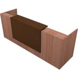 Theke Spezia, gerade, B 2860 x T 880 x H 1130 mm, Nuss Canaletto-Dekor/Leder braun