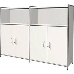 Kombischrank Toledo, mit Sichtrückwand, abschließbar, 3 OH, 2 Fächer, B 1580 x T 380 mm, weiß