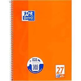 Collegeblock Oxford A4+, 80 Blatt, 90g/m², 4-fach gelocht, Rand rechts & links, liniert, 10 Stück