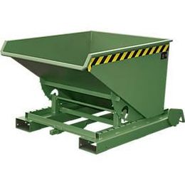 Automatischer Kippbehälter Bauer Typ 4A 600, 3 Entriegelungspunkte, Abrollsystem, Inhalt 0,6 m³, bis 1000 kg, resedagrün RAL 6011
