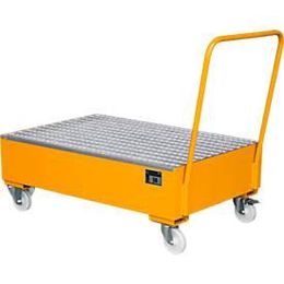 Bauer Stahl-Auffangwanne mit Rollen+Griff, 1200 x 800 mm, orange RAL 2000