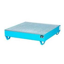Bauer Stahl-Auffangwanne mit Gitterrost, 1200 x 1200 mm, blau RAL 5012