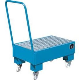 Bauer Auffangwanne, Typ AW60-1 SR, fahrbar, blau RAL5012