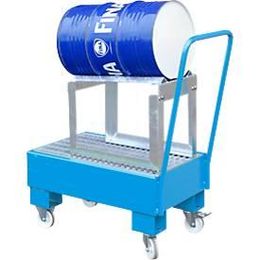 Bauer Auffangwanne, Typ AW60-1 SRF, fahrbar, blau RAL5012