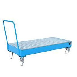 Bauer Stahl-Auffangwanne mit Rollen + Griff, 1800 x 800 mm, blau RAL 5012