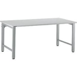 Schäfer Shop Schäfer Shop Select Arbeitstisch, manuell höhenverstellbar, 4-Fußgestell, B 2000 x T 800 x H 680-960 mm, Holz & Stahl, lichtgrau/weißaluminium