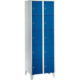 Wertfachschrank 300 mm, 2 Abteile, 10 Fächer, Sicherheitszylinderschloss, Fuß, enzianblau