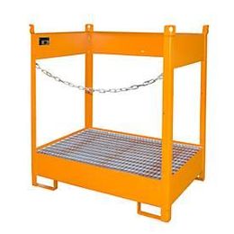 Fass-Stapelpalette Bauer FSP-2, seitlich offen, für 2 x 200 l Fass, orange