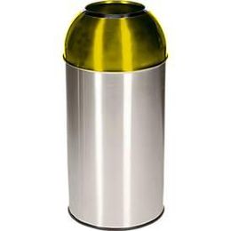 Probbax Abfallsammler Orgavente Edelstahl, Volumen 40 l, rund, ø 380 x H 740 mm, für den Innenbereich, gelb