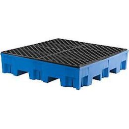 ASECOS Auffangwanne, Polyethylen, unterfahrbar, 255 l, mit PE-Gitterrost