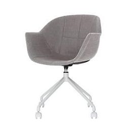 Schalenstuhl Gant, 2er-Set, B 620 x T 575 x H 850 mm, um 360° drehbar, Rollen, gepolstert, Polypropylen & Stahl lackiert, grau/weiß