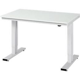 Rau Arbeitstisch Serie adlatus 300, Melamin-Platte, B 1250 x T 800 x H 720 - 1120 mm