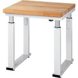 Rau Arbeitstisch Serie adlatus 600, 750 x 700 x 740-1140 mm, Buche-Massiv-Platte