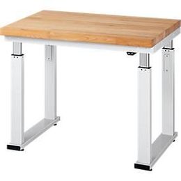 Rau Arbeitstisch Serie adlatus 600, 1000 x 700 x 740-1140 mm, Buche-Massiv-Platte