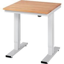 Rau Werktisch Serie adlatus 300, Buche-Massiv-Platte, B 750 x T 800 H x 750 - 1120 mm