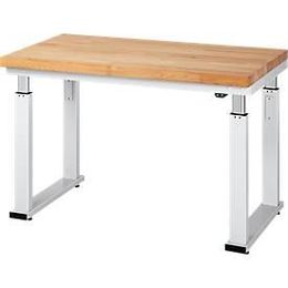 Rau Arbeitstisch Serie adlatus 600, 1250 x 700 x 740-1140 mm, Buche-Massiv-Platte