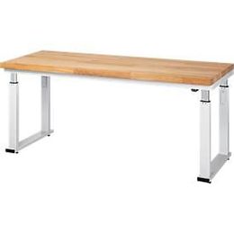 Rau Arbeitstisch Serie adlatus 600, 2000 x 700 x 740-1140 mm, Buche-Massiv-Platte