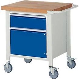 Rau Werkbank Serie 8152, fahrbar, mit Schublade, B 750 x T 700 x H 880 mm