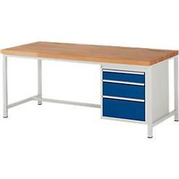 Rau Werkbank Serie 8159, 3 Schubladen, B 2000 x T 900 x H 840 mm