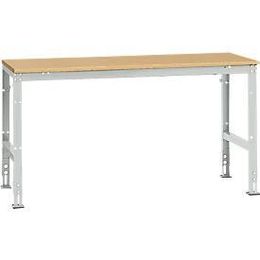 Manuflex Grundtisch UNIVERSAL Standard, Tischplatte Multiplex, 1750x800, lichtgrau