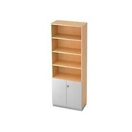 Regalschrank 6 OH, 2 OH geschlossen, B 800 x T 420 mm, Ahorn-Dekor/silber