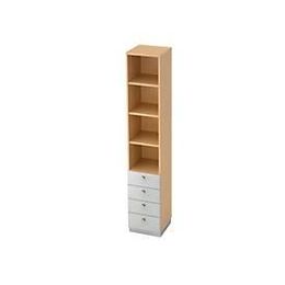 Regal mit 4 Schubladen, B 400 x T 420 x H 2200 mm, Ahorn-Dekor/silber
