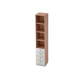 Regal mit 4 Schubladen, B 400 x T 420 x H 2200 mm, Nussbaum-Dekor/silber