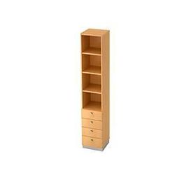 Regal mit 4 Schubladen, B 400 x T 420 x H 2200 mm, Buche-Dekor
