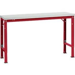 Manuflex Grundtisch UNIVERSAL Spezial, 1500 x 800 mm, Melamin lichtgrau, rubinrot