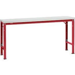 Manuflex Grundtisch UNIVERSAL Spezial, 1750 x 800 mm, Melamin lichtgrau, rubinrot