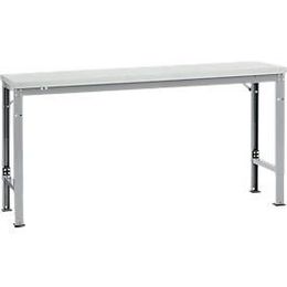 Manuflex Grundtisch UNIVERSAL Spezial, 1750 x 800 mm, Melamin lichtgrau, alusilber