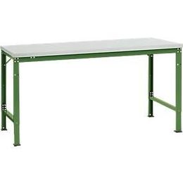 Manuflex Grundtisch UNIVERSAL Spezial, 1750 x 1000 mm, Melamin lichtgrau, resedagrün