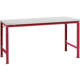 Manuflex Grundtisch UNIVERSAL Spezial, 1750 x 1000 mm, Melamin lichtgrau, rubinrot