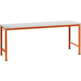Manuflex Grundtisch UNIVERSAL Spezial, 2000 x 1000 mm, Melamin lichtgrau, rotorange
