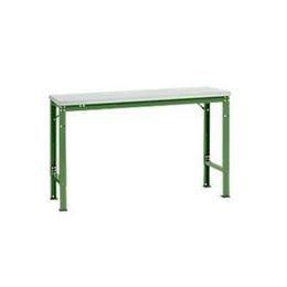Manuflex Grundtisch UNIVERSAL Spezial, 1500 x 800 mm, Kunststoff lichtgrau, resedegrün