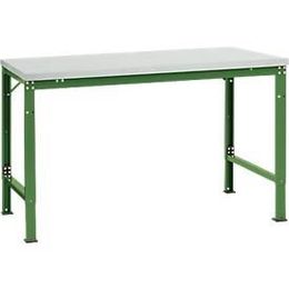 Manuflex Grundtisch UNIVERSAL Spezial, 1500 x 1000 mm, Kunststoff lichtgrau, resedagrün