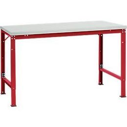 Manuflex Grundtisch UNIVERSAL Spezial, 1500 x 1000 mm, Kunststoff lichtgrau, rubinrot