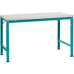 Manuflex Grundtisch UNIVERSAL Spezial, 1500 x 1000 mm, Kunststoff lichtgrau, wasserblau