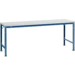 Manuflex Grundtisch UNIVERSAL Spezial, 2000 x 1000 mm, Kunststoff lichtgrau, brillantblau