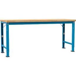 Manuflex Werkbank Profi Spezial, Tischplatte Multiplex, 2000 x 700 mm, lichtblau