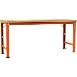 Manuflex Werkbank Profi Spezial, Tischplatte Multiplex, 2000 x 700 mm, rotorange