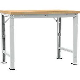 Manuflex Werkbank Profi Spezial, Tischplatte Multiplex, 1250 x 700 mm, lichtgrau
