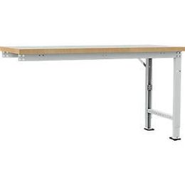 Manuflex Anbauwerkbank Profi Spezial, Tischplatte Kunststoff, 1750 x 700 mm, lichtgrau